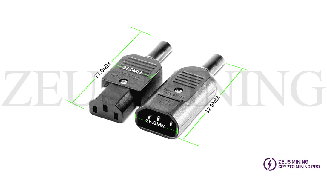 Three core power cord socket | Zeus Mining