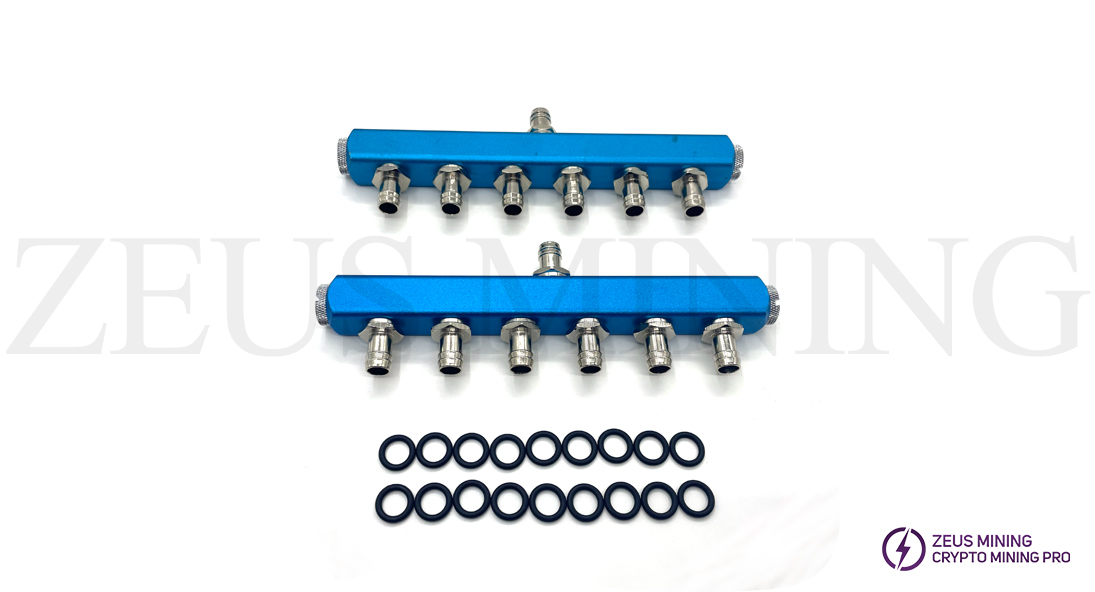 1 to 6 water cooling separator copper manifold | Zeus Mining