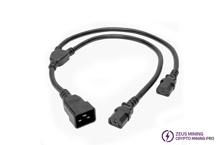 C20 to dual C13 splitter power cord | Zeus Mining