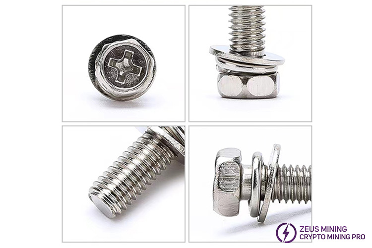 PSU copper strip screws | Zeus Mining