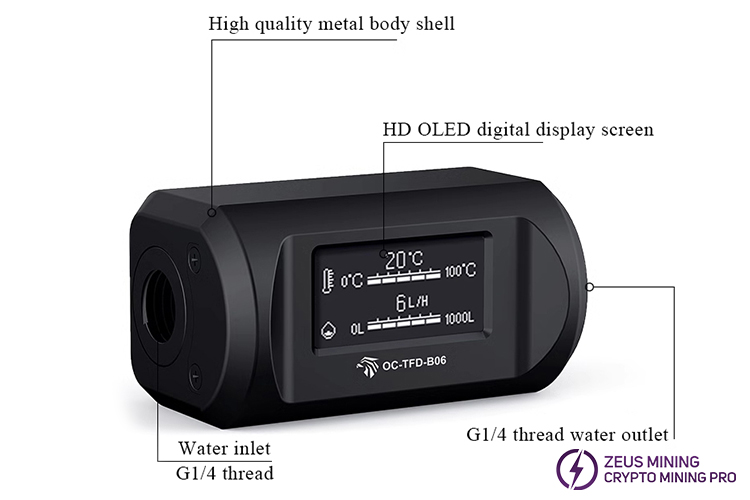 OC-TFD-B06 digital flow meter thermometer | Zeus Mining