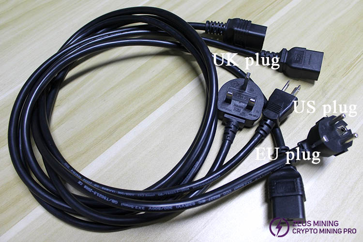Whatsminer Power Cord C19 16A UK US EU plug | Zeus Mining